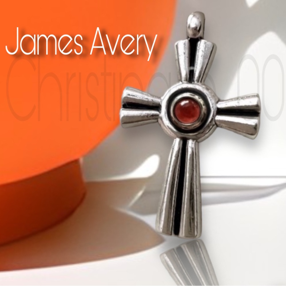Very Rare James Avery Red Carnelian Cross Pendant - Gem